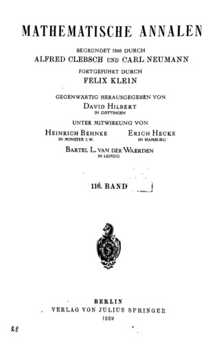 Mathematische Annalen - GDZ - Göttinger Digitalisierungszentrum