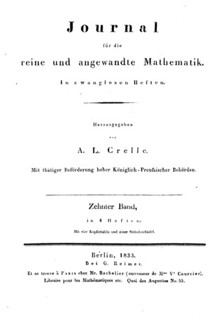 Journal für die reine und angewandte Mathematik - GDZ - Göttinger Digitalisierungszentrum