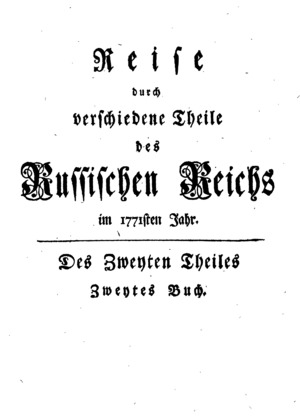 P. S. Pallas. Reise durch verschiedene Provinzen des Rußischen Reichs ...